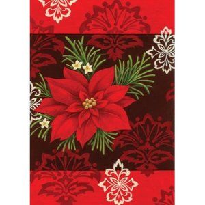 toland | Holiday | Red Damask Christmas Poinsettia Flower Toland Flag ...